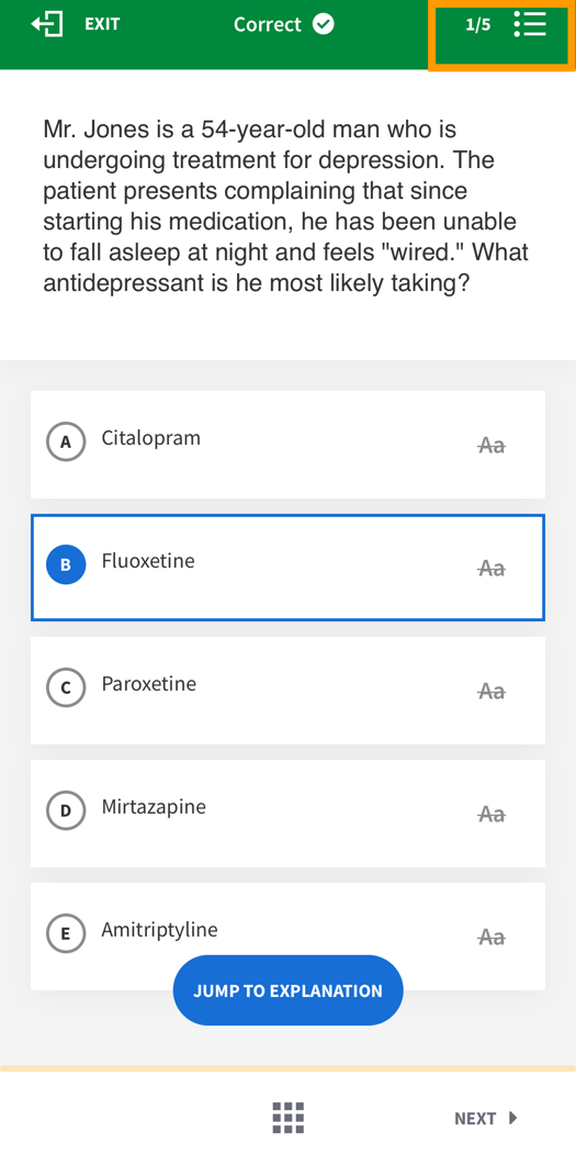 How to view marked questions