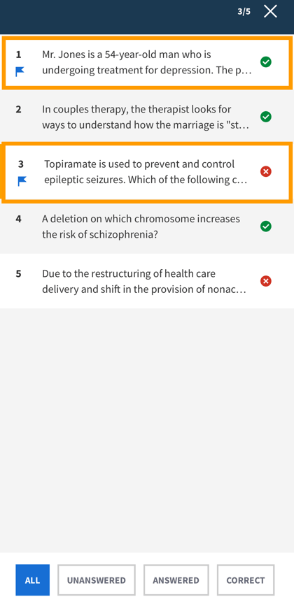 How to view marked questions